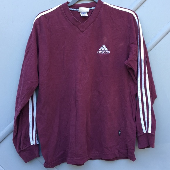 adidas | Tops | Maroon Adidas Long Sleeve Shirt Size Medium | Poshmark